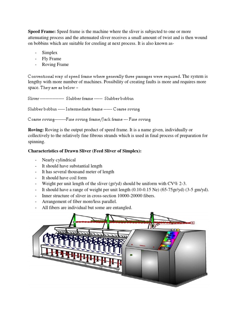 Speed Frame PDF | PDF | Spinning (Textiles) | Textiles