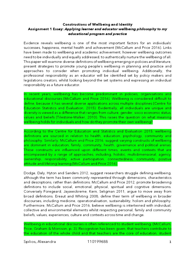Wellbeing Essay | PDF | Well Being | Inclusion (Education)