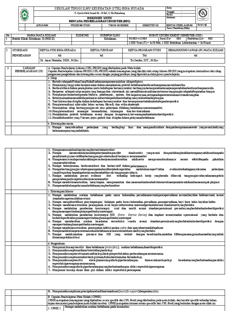 Formulir RPS PKK I I | PDF