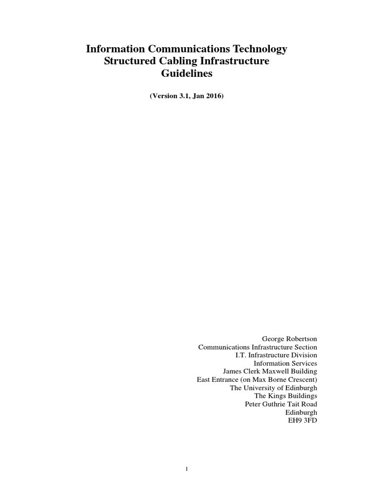 ICT Cabling Guidelines for UoE | PDF | Specification (Technical Standard) | Telecommunication