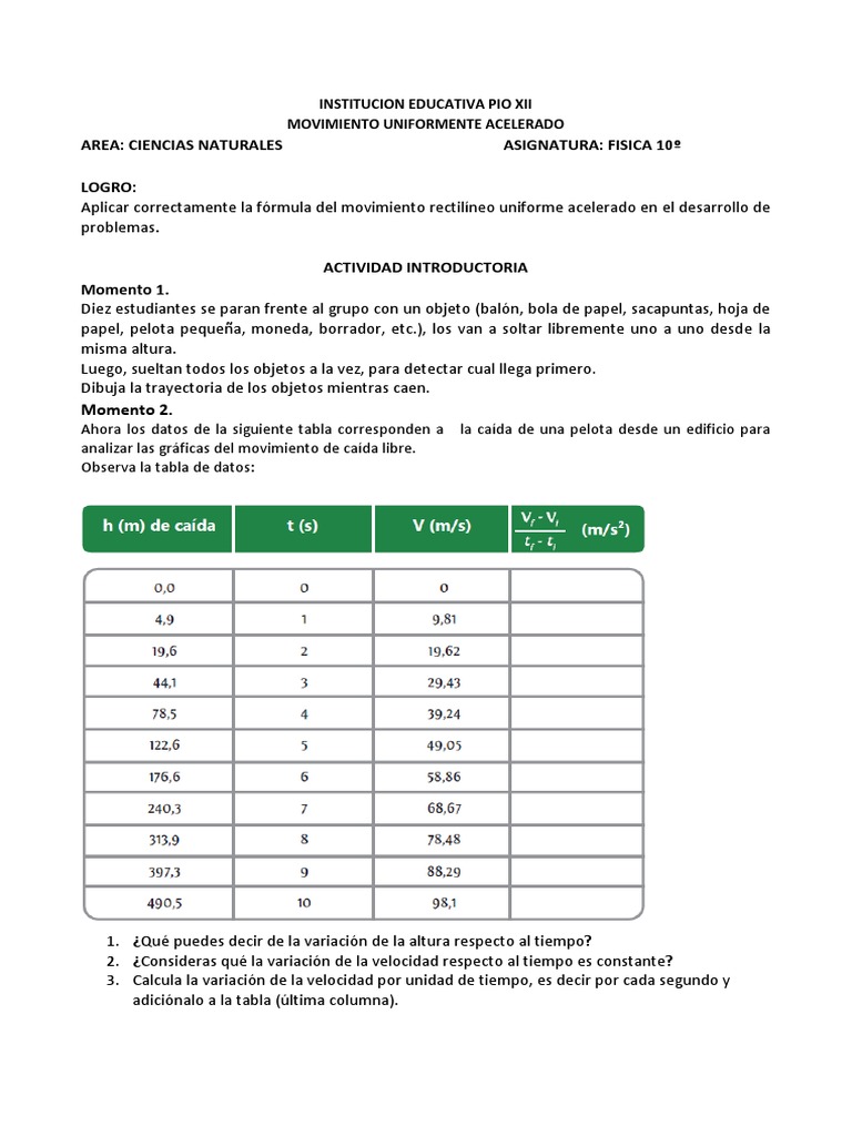 Activ3 Fisic10a 20200327130025 | PDF | Aceleración | Fenomeno fisico