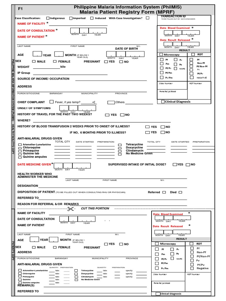 Malaria Form MPRF PDF | PDF | Malaria | Rtt