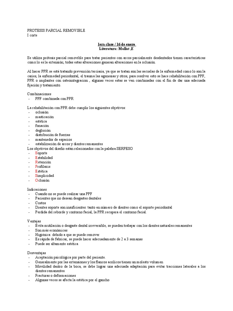 Clases de PPR | PDF | Dentadura postiza | Odontología