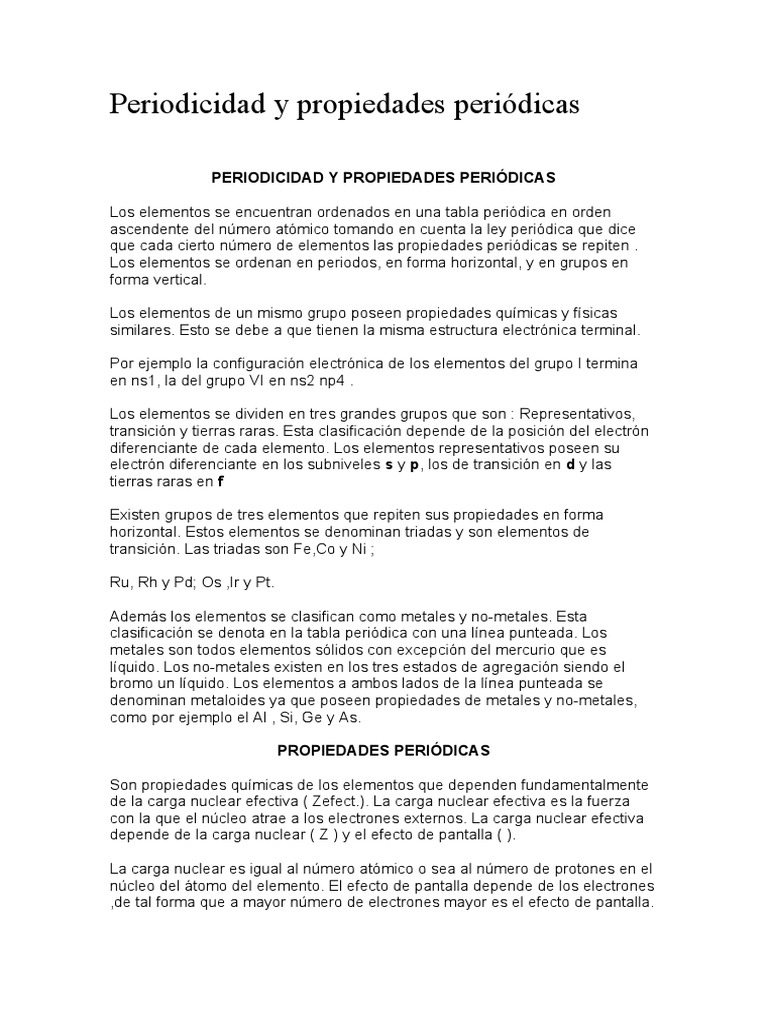 Periodicidad | PDF | Ion | Tabla periódica