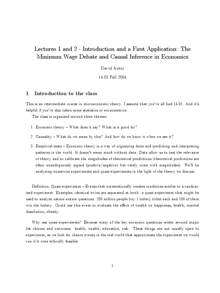 Lectures 1 and 2 - Introduction and A First Application: The Minimum ...