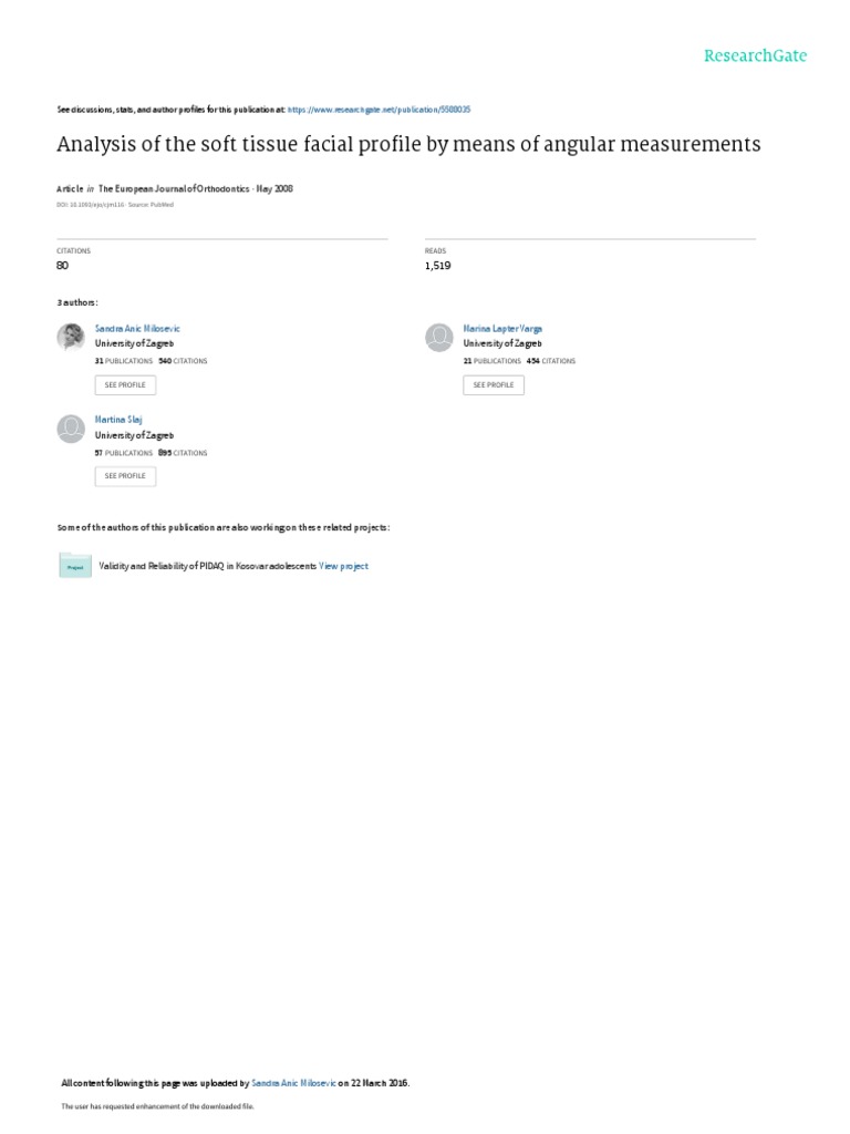 Analysis of The Soft Tissue Facial Profile by Mean | PDF | Orthodontics ...