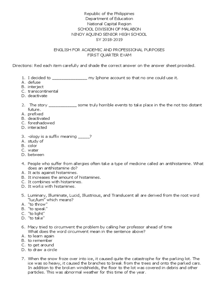 1st Quarter Exam in Eapp Final | PDF