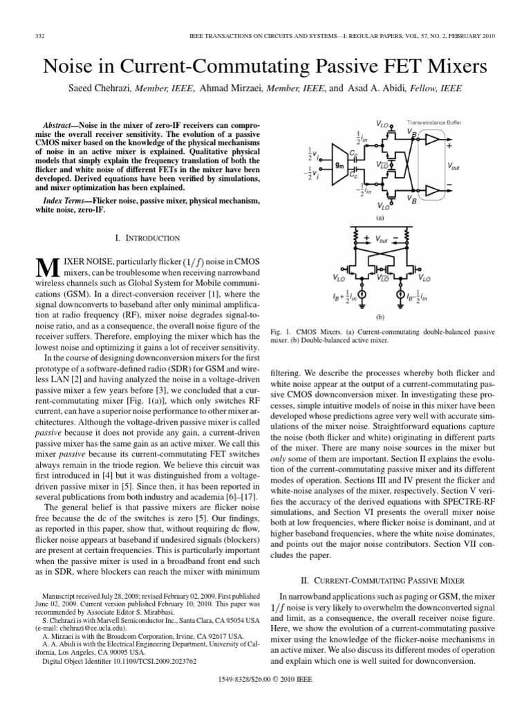 Noise In Current Commutating Passive Fet Mixers Pdf Field Effect