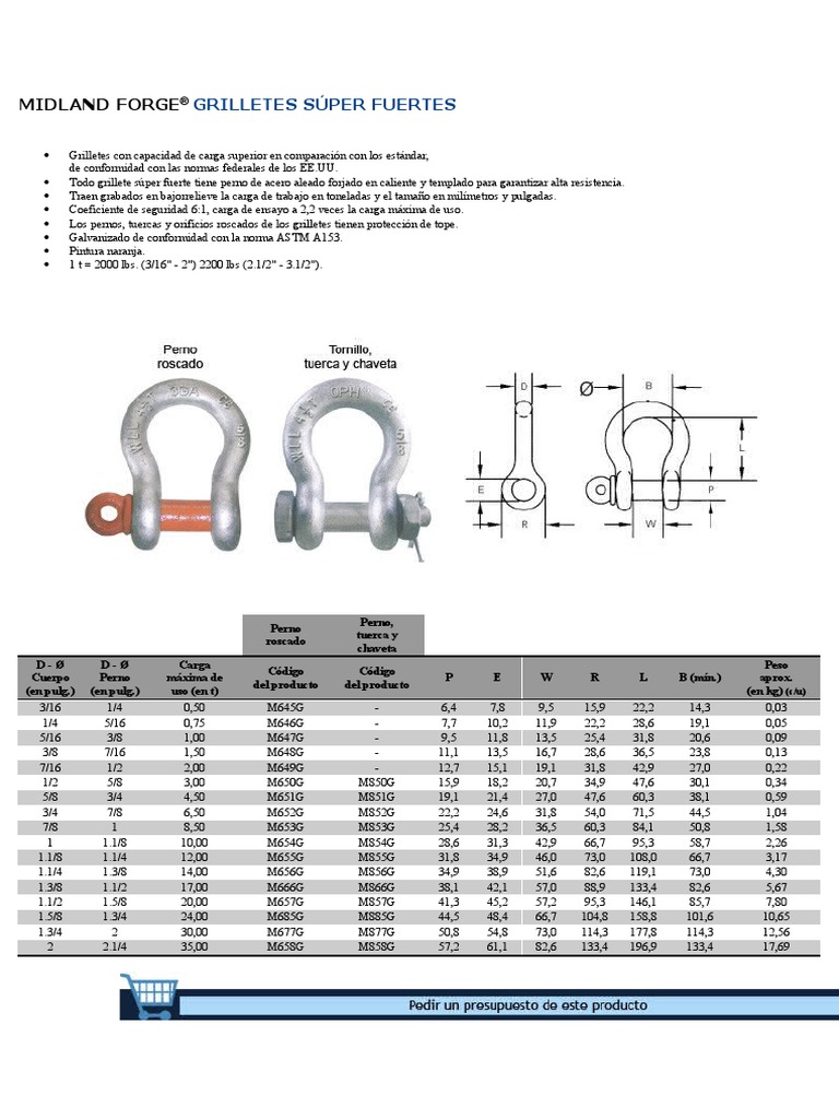 Tablas D Grilletes | PDF | Rieles | Materiales de construcción