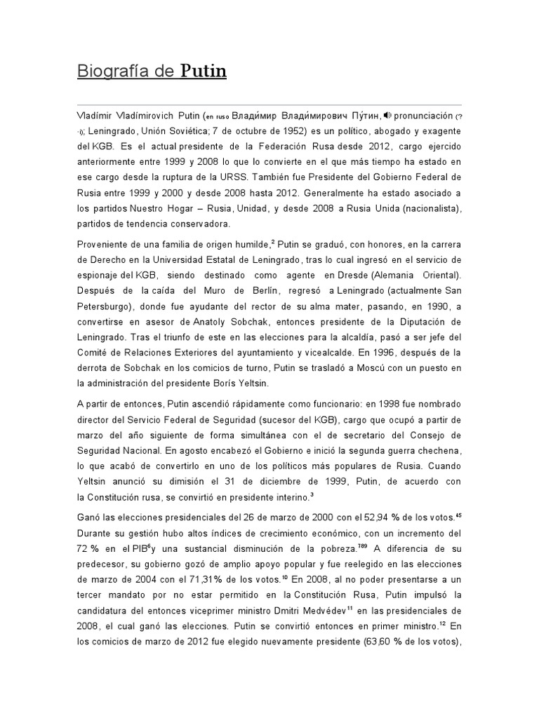 Biografía de Putin | Descargar gratis PDF | Vladimir Putin | Política ...