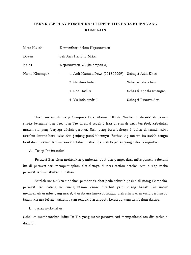 3A Role Play Pasien Komplain | PDF