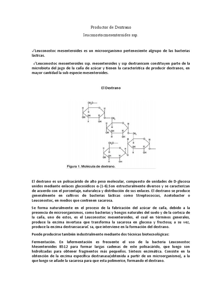 Resumen Recopila Dextrano | PDF | Glucosa | Sustancias químicas