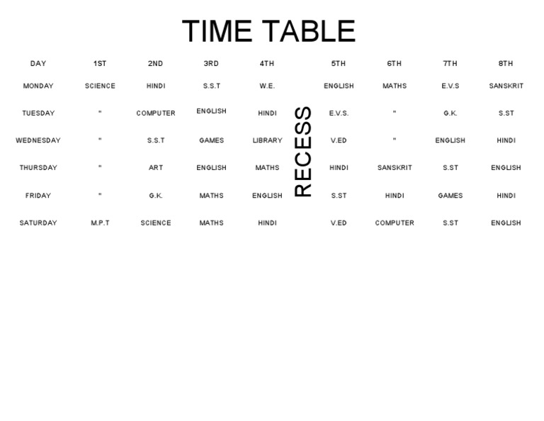 JSS Weekly Timetable Overview | PDF