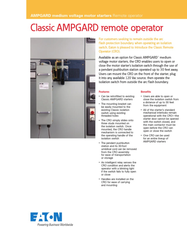AMPGARD Medium Voltage Motor Starters Remote Operator | PDF | Switch ...