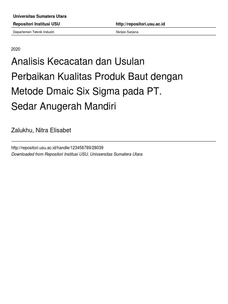 Analisis Metode DMAIC Six Sigma | PDF