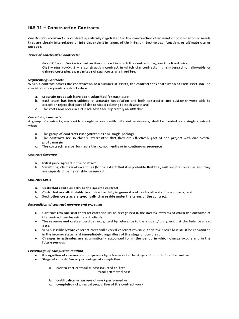 IAS 11 - Construction Contracts | PDF | Expense | Business