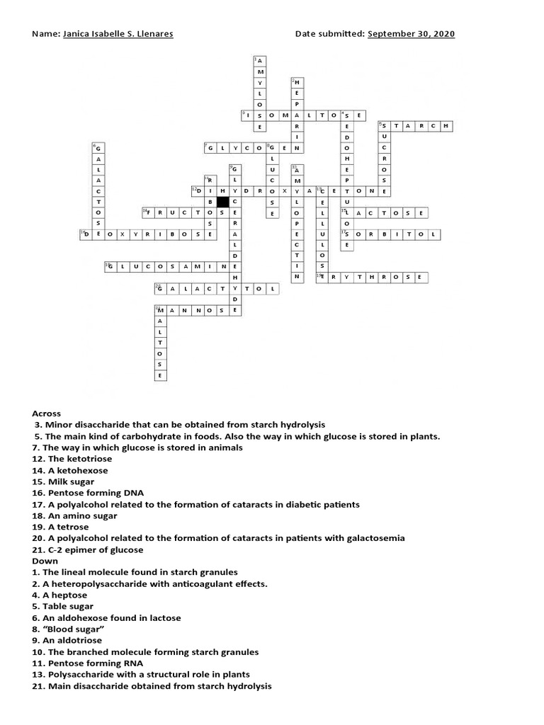 CW-carbo Puzzle LLENARES | Download Free PDF | Carbohydrates | Cell ...