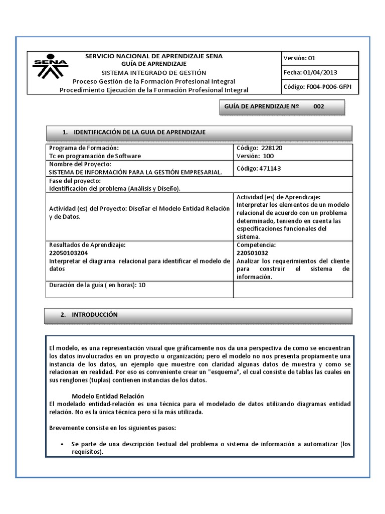 Guia #2 - Modelos de Base de Datos y MER PDF | PDF | Bases de datos ...
