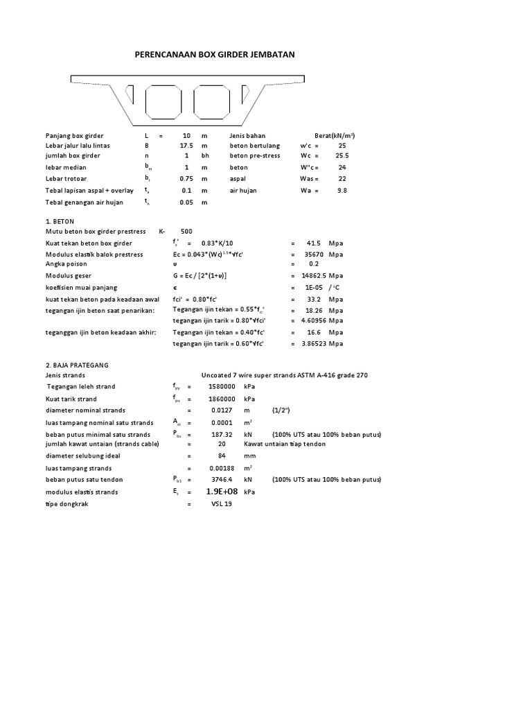 Perencanaan Box Girder Jembatan | PDF | Ilmu Material | Mekanika Padat