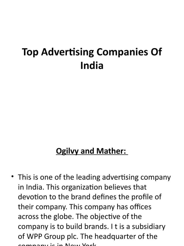 Top Advertising Companies in India | PDF