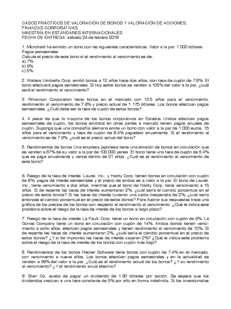 Valoración de Bonos y Acciones | PDF | Compartir (Finanzas) | Microeconomía