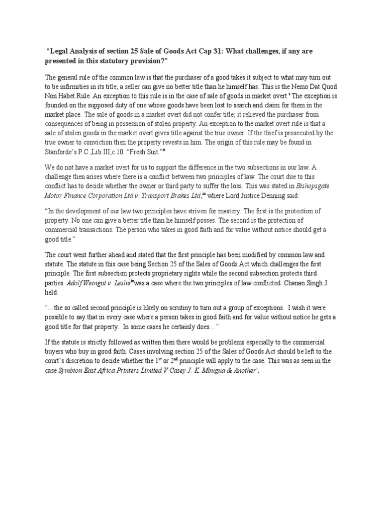 Legal Analysis of Section 25 Sale of Go | PDF | Public Law | Common Law