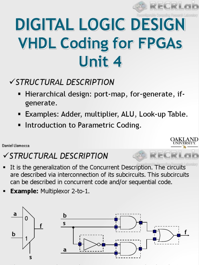 Digital Logic Design: VHDL Coding For Fpgas Unit 4 | PDF | Vhdl | Computer Architecture