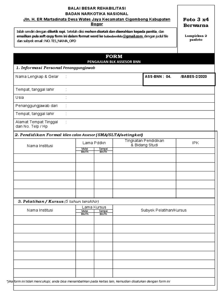 Form Asesmen Klien Assesor BNN | PDF