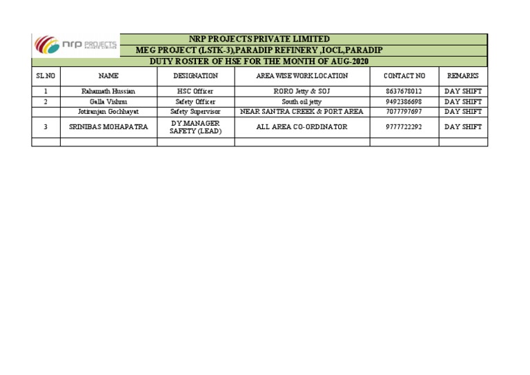 NRP Projects Private Limited Meg Project (Lstk-3), Paradip Refinery ...