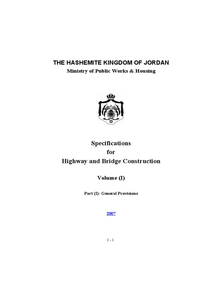 The Hashemite Kingdom of Jordan: Specifications For Highway and Bridge ...