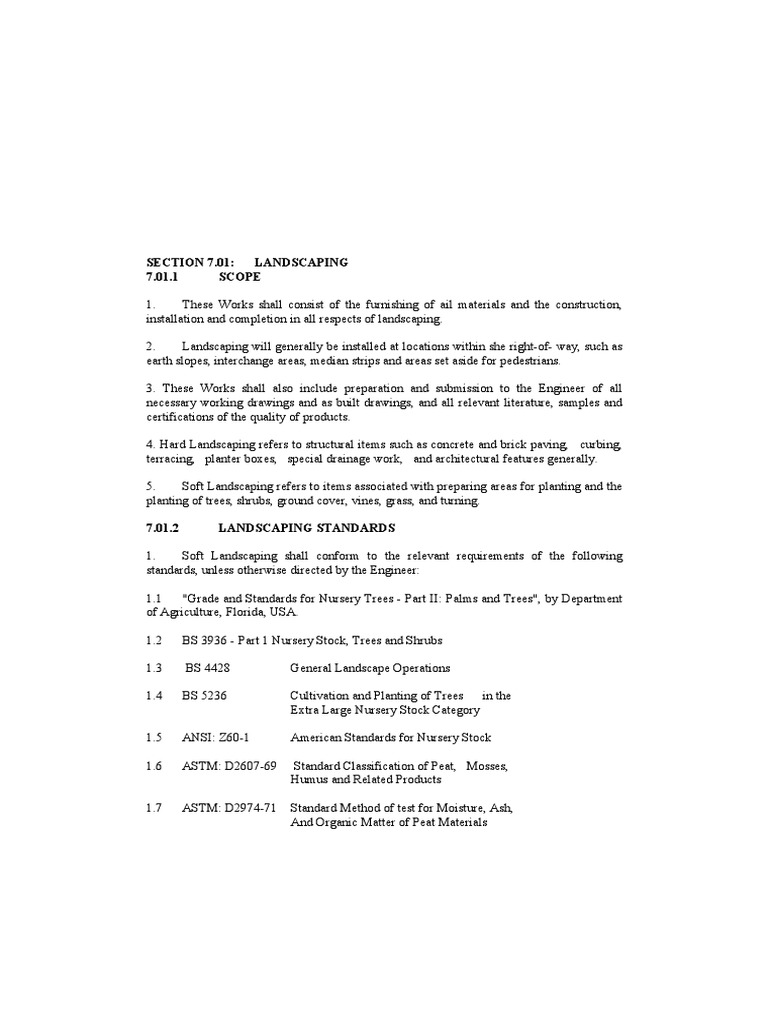 Landscaping Standards and Materials Specifications for Highway ...