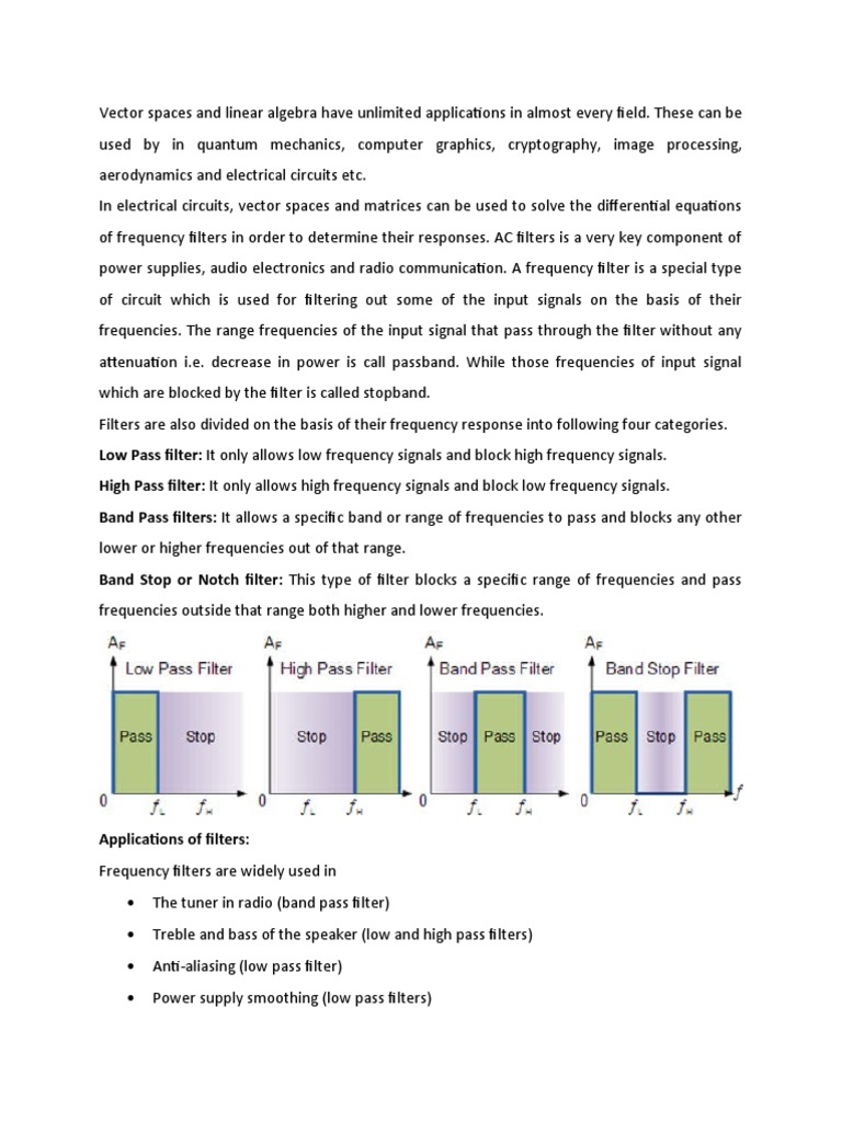 Applications of Vector Spaces in Filters | PDF | Filter (Signal ...