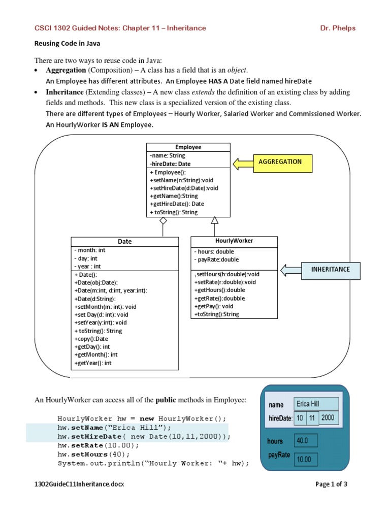 Reusing Code in Java: CSCI 1302 Guided Notes: Chapter 11 - Inheritance ...