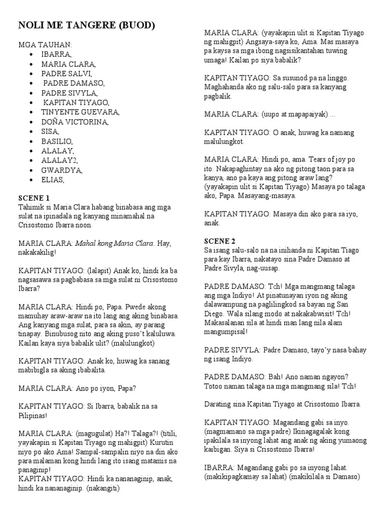 Noli Me Tangere (Buod. Final Revision) | PDF