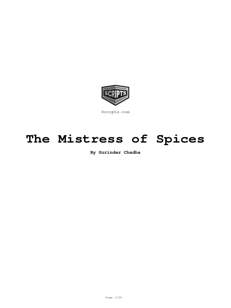 The Mistress of Spices: by Gurinder Chadha | PDF | Herbs And Spices | Spice