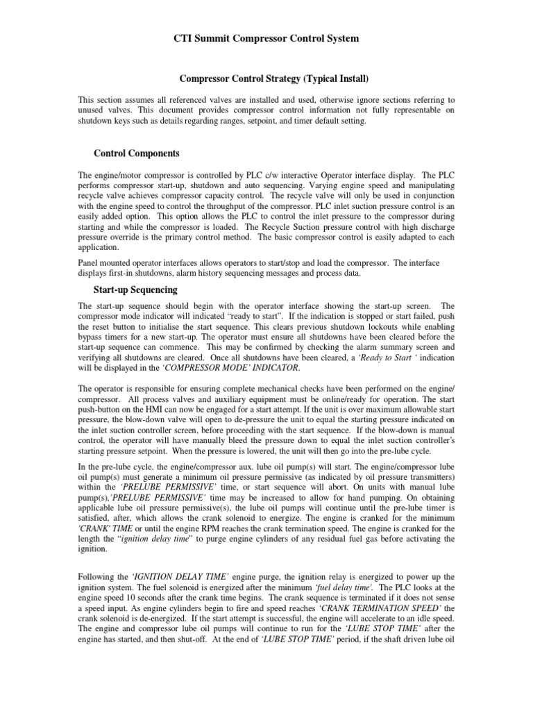 Summit Comp Control Strategy | PDF | Programmable Logic Controller | Pump