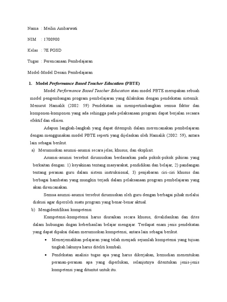 Model Desain Pembelajaran | PDF