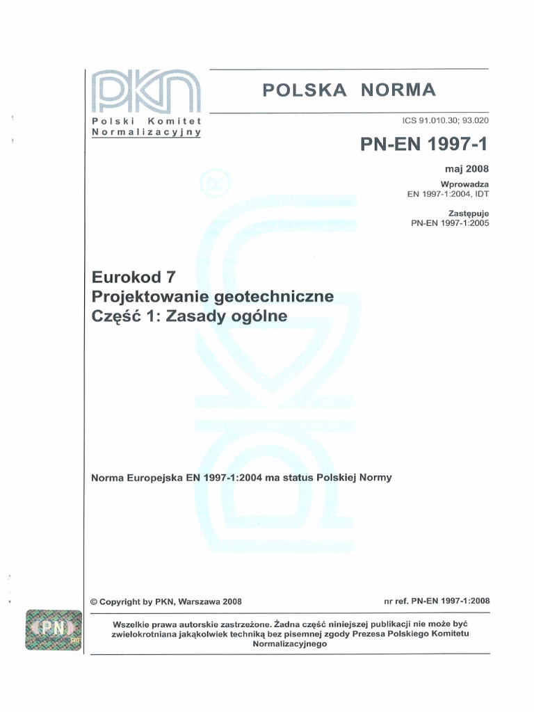 PN-EN 1997-1 Eurokod 7 Projektowanie Geotechniczne Zasady Ogăłne ...