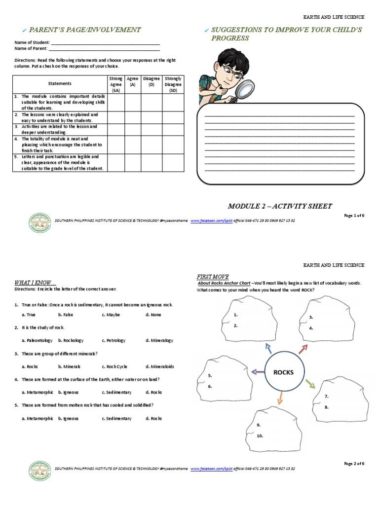 Earth&life-Module-2 - Activity Sheet | Download Free PDF | Rock ...
