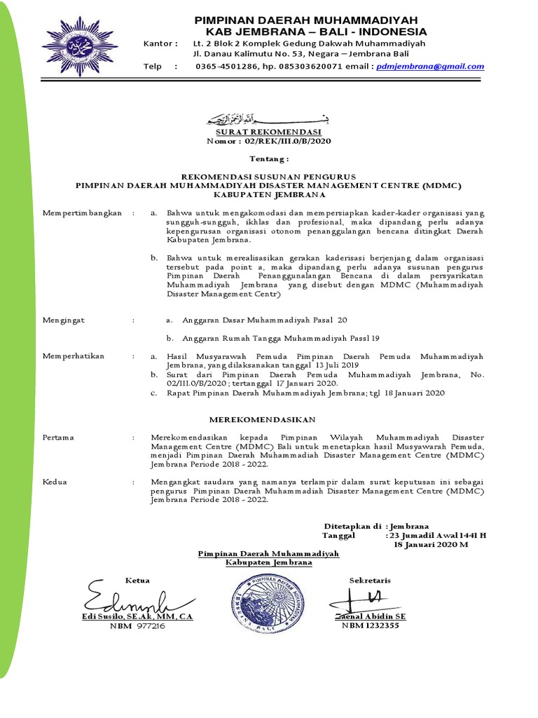 SK Rekomendasi MDMC PDF | PDF