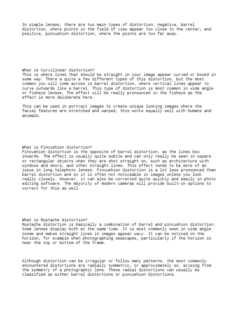 Types of Distortion | PDF | Imaging | Applied And Interdisciplinary Physics