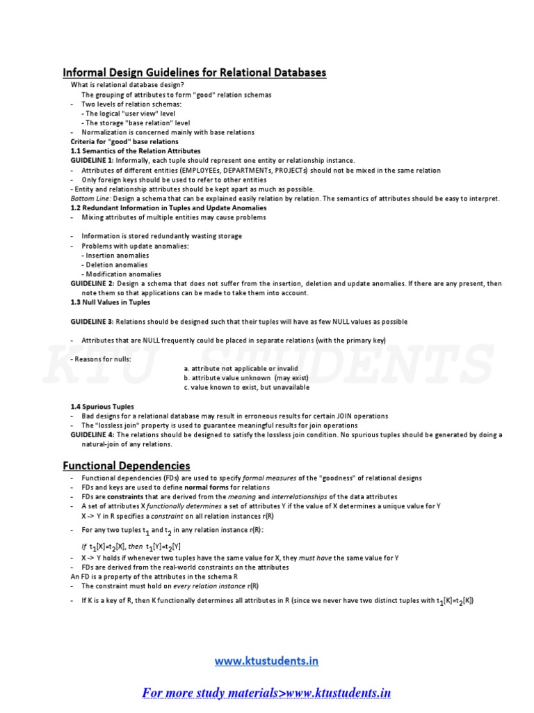 Guidelines for Designing Relational Database Schemas in Normal Form to ...