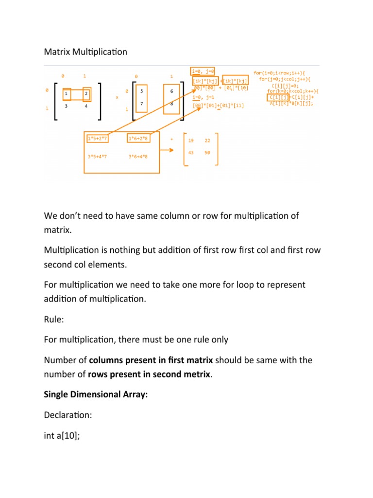 Matrix Multiplication Rules | PDF