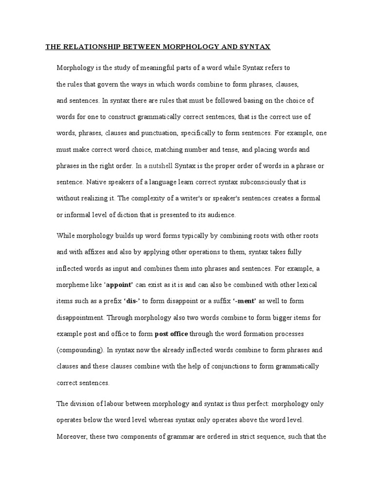 The Relationship Between Morphology and Syntax | PDF | Morphology ...