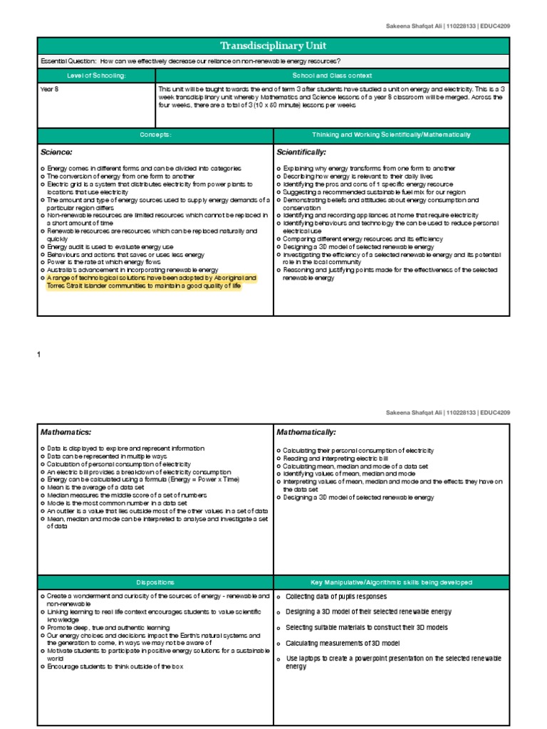 Renewable Energy Unit Plan Year 8 2 | PDF | Sustainability | Efficient ...
