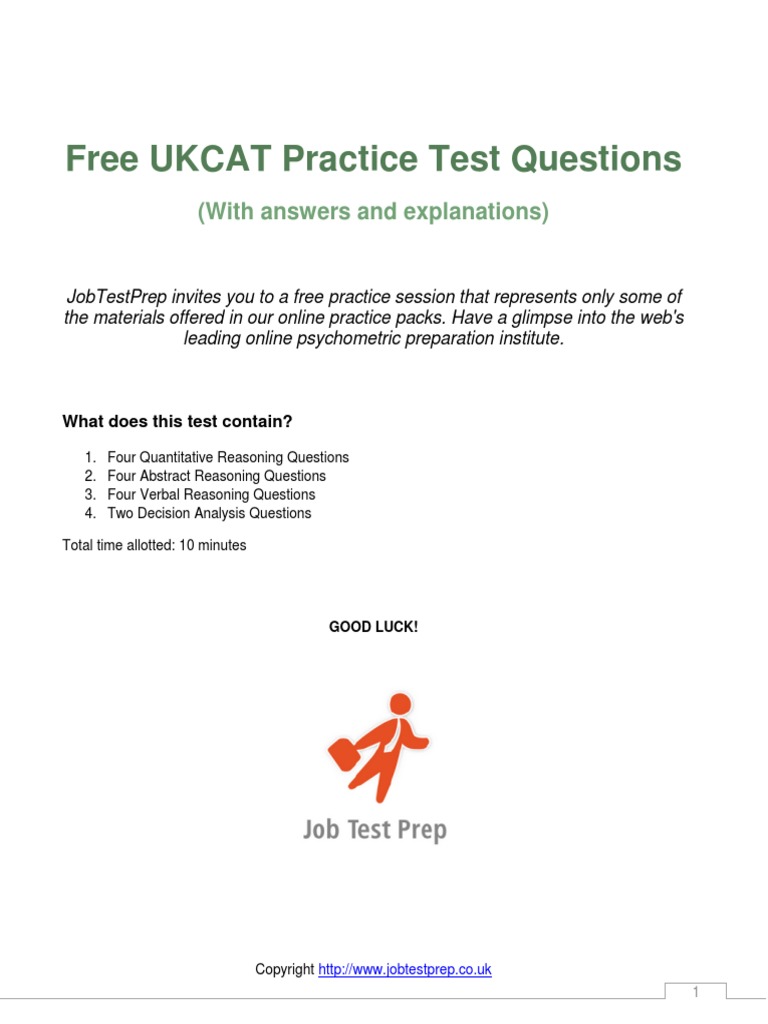 Free UKCAT Practice Test Questions: (With Answers and Explanations ...