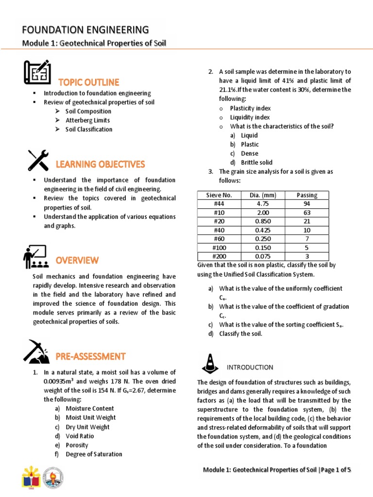 Module 1 - Foundation Engineering | PDF | Foundation (Engineering) | Geotechnical Engineering