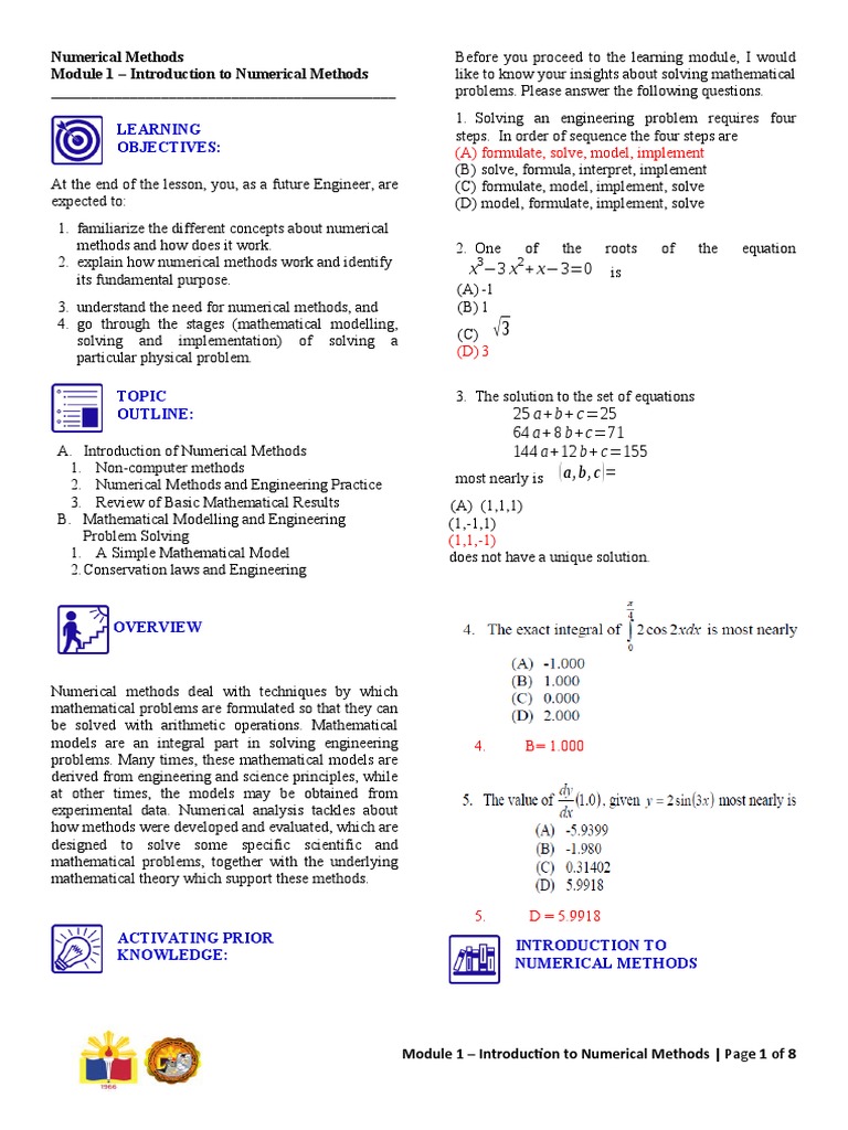 Numerical Methods - Module 1 | PDF | Numerical Analysis | Force