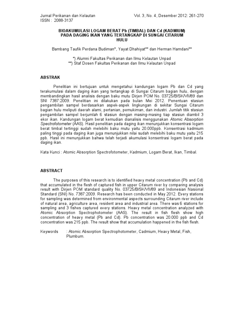 Bioakumulasi Logam Berat Pada Daging Ikan | PDF