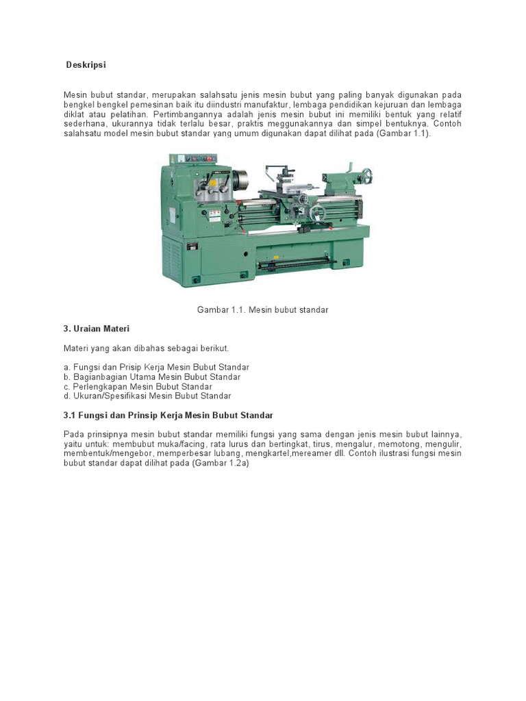 Ukuran Mesin BUbut | PDF